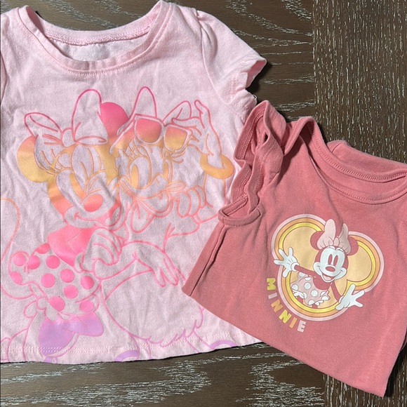 Disney | Shirts & Tops | Minnie Mouse Pink Kids Tshirt Set | Poshmark